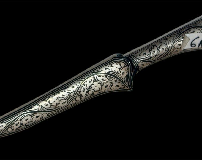 Indopersian Mughal Damascus Silver Koftgari Worked Small Sikh Kripan ...