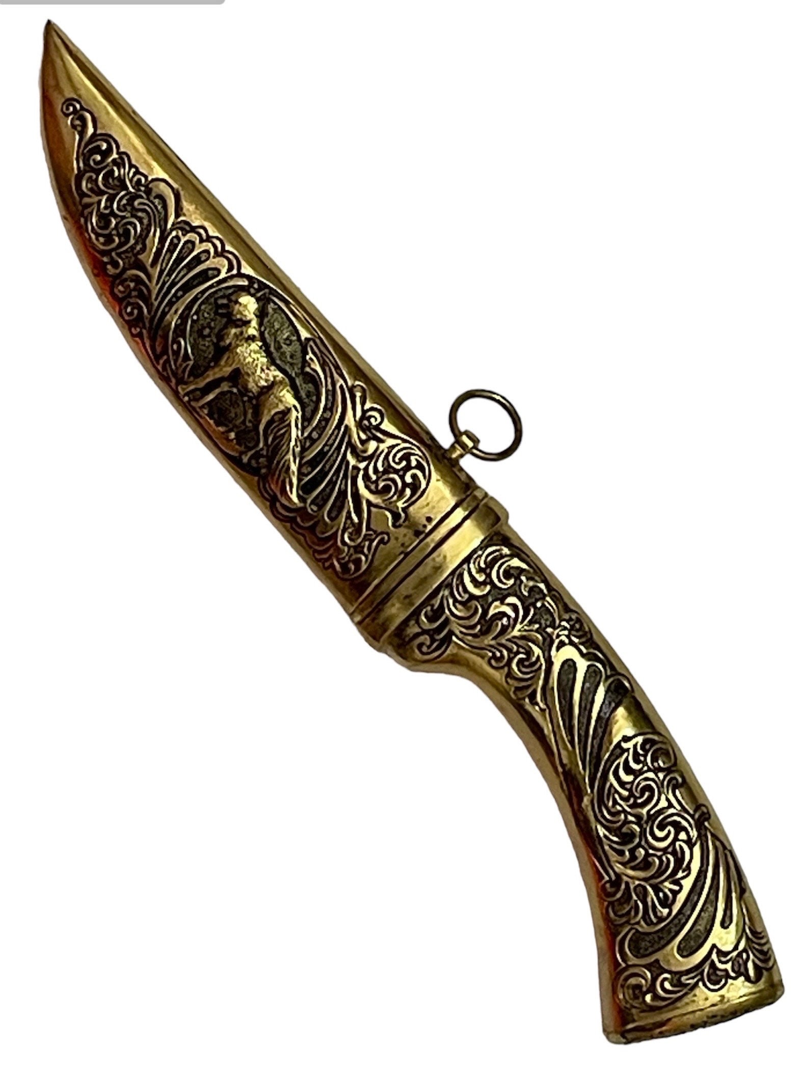Inlaid Dagger Blade With Lion Hunt