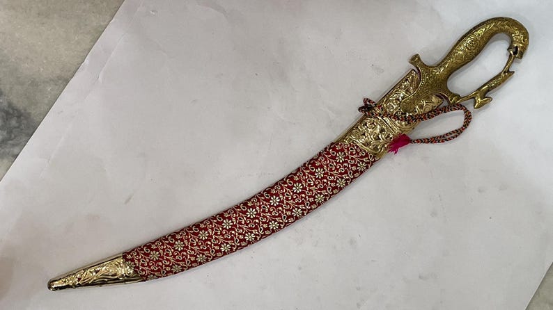 Royal Shahi Talwar Indian Short Sword With Lion Hunting Brass Hilt ...
