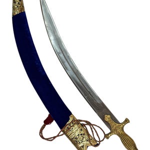 Royal Shahi Talwar Indian Short Sword With Engraved Carvings Brass Hilt ...