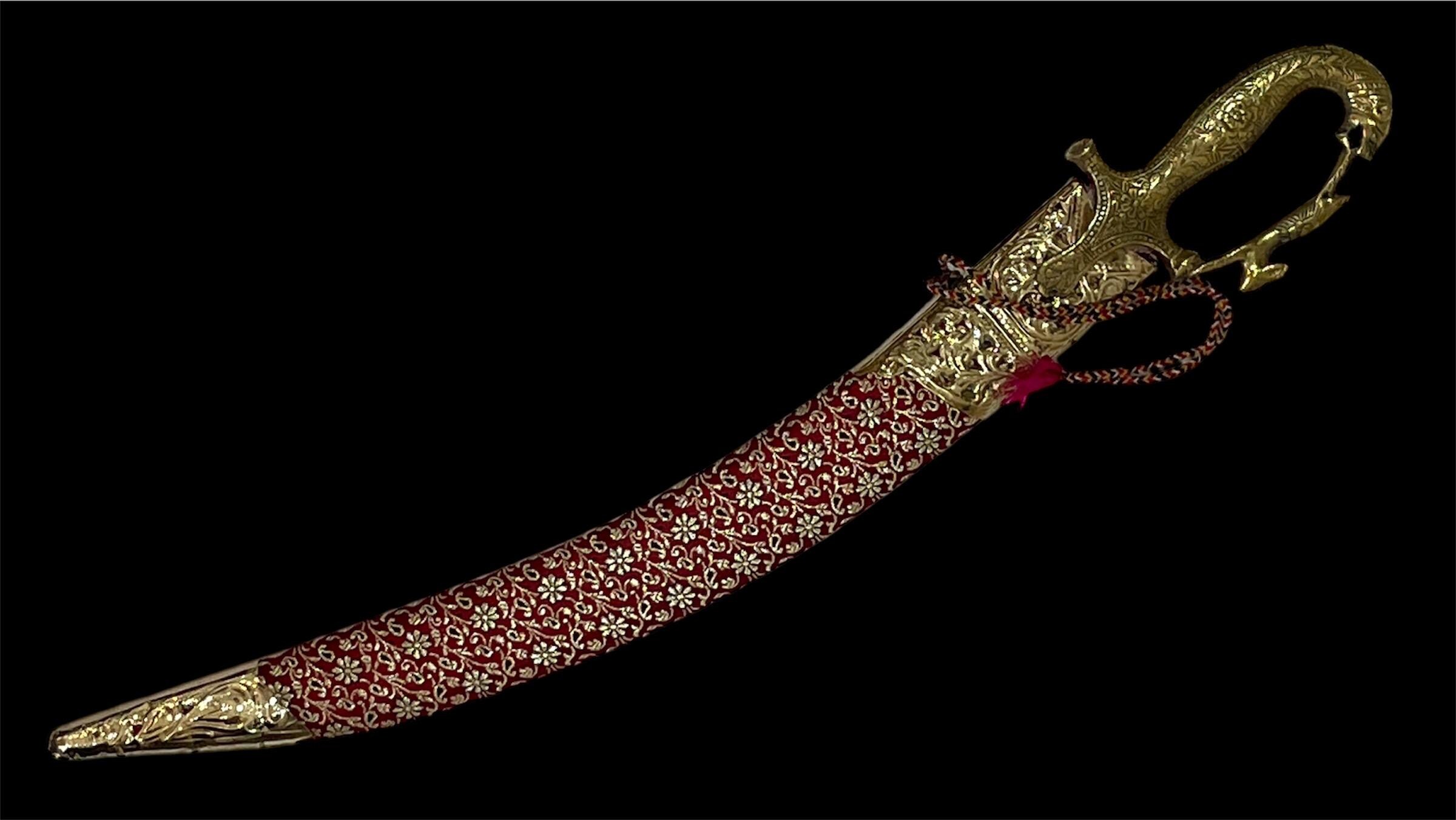 Royal Shahi Talwar Indian Short Sword With Lion Hunting Brass Hilt ...