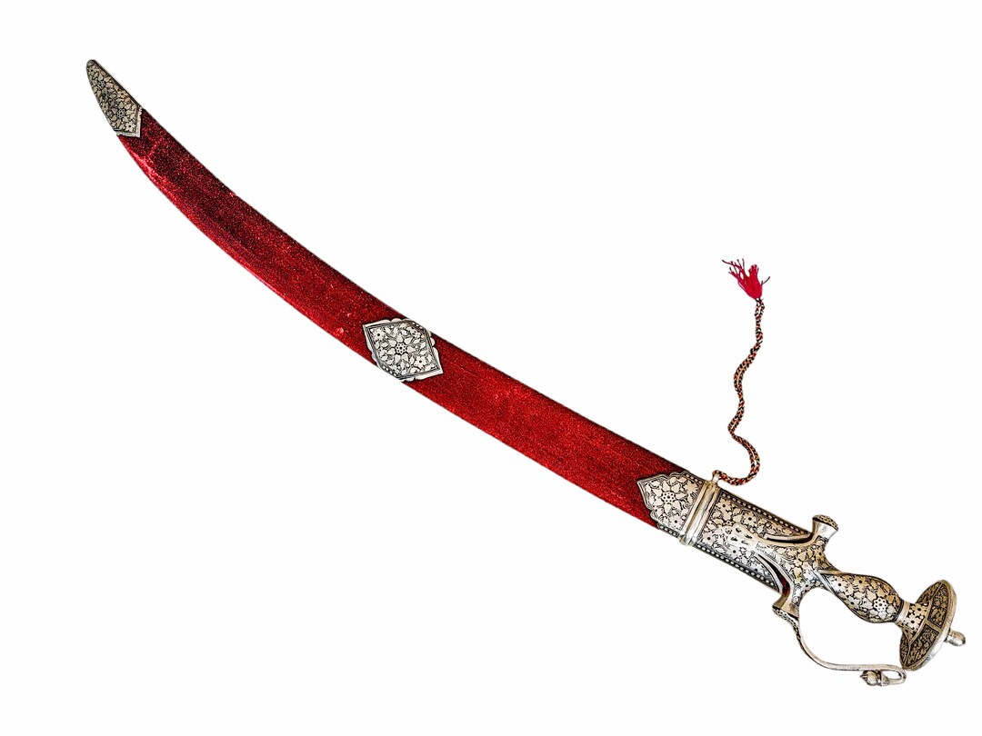 Indian Wedding Sword With Silver Koftgari Work and Damascus Blade - Etsy