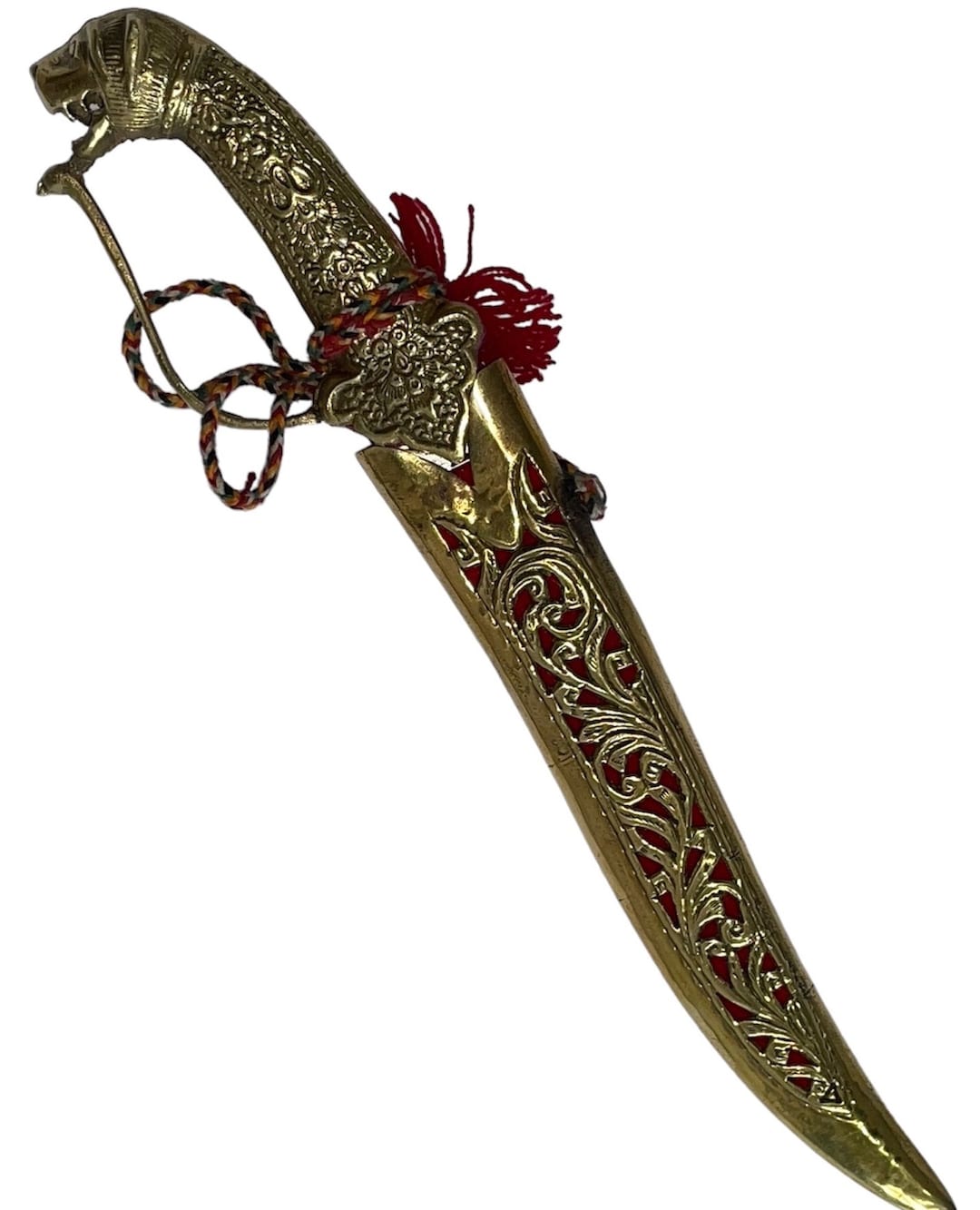 Indian Sikh Wedding Kirpan Lion Head Brass Metal Sheath and Grips ...
