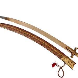 Indian Sikh Wedding Sword/kirpan With Sheath Maroon Fabric Golden Look ...