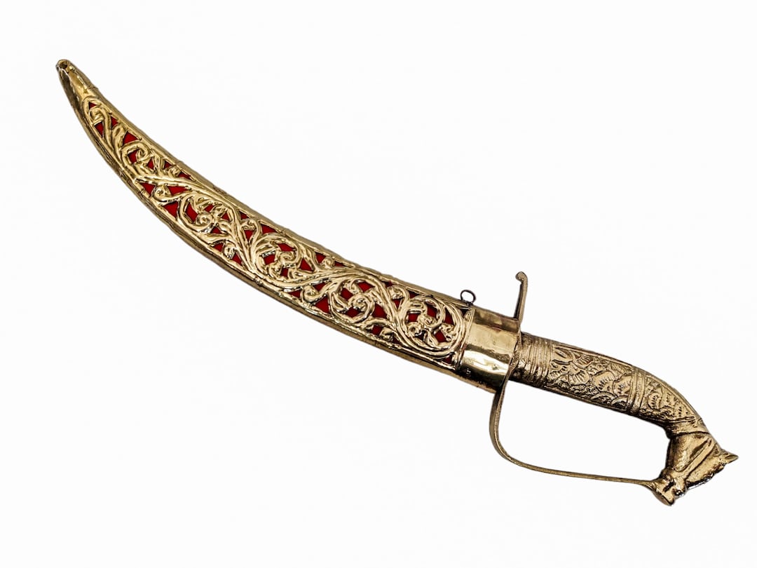 Golden Look Handcrafted Indian Sikh Wedding Kirpan Brass Scabbard 13 ...