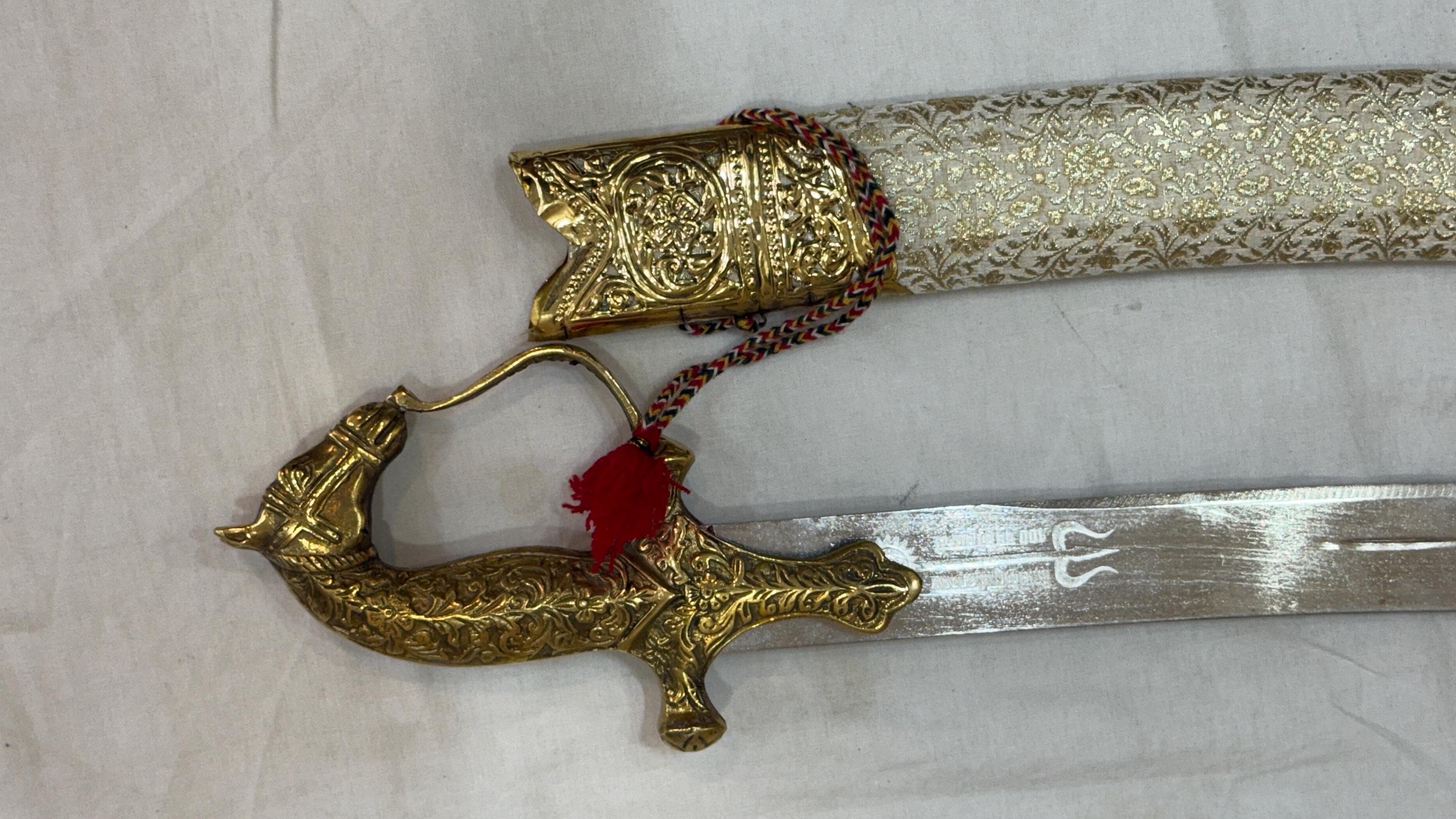 Indian Sikh Wedding Sword/kirpan With Sheath off White Sherwani Fabric ...