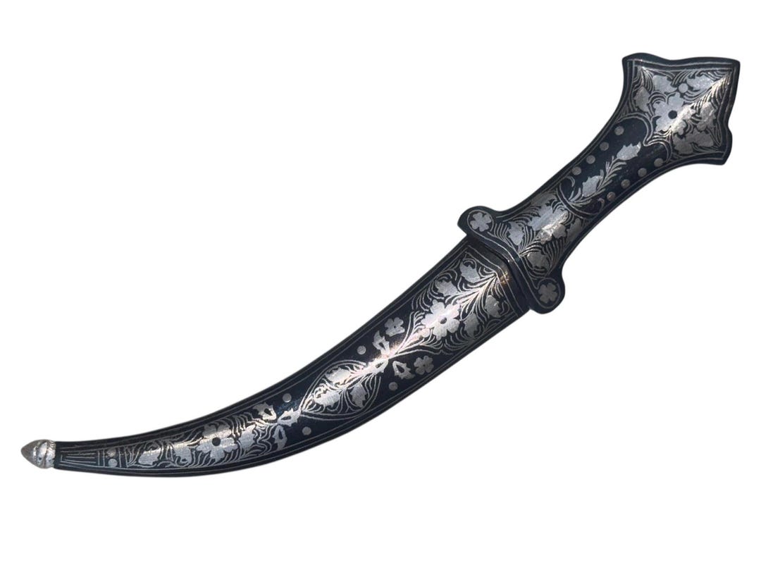 Indopersian Mughal Damascus Silver Koftgari Worked Small Sikh Kripan ...