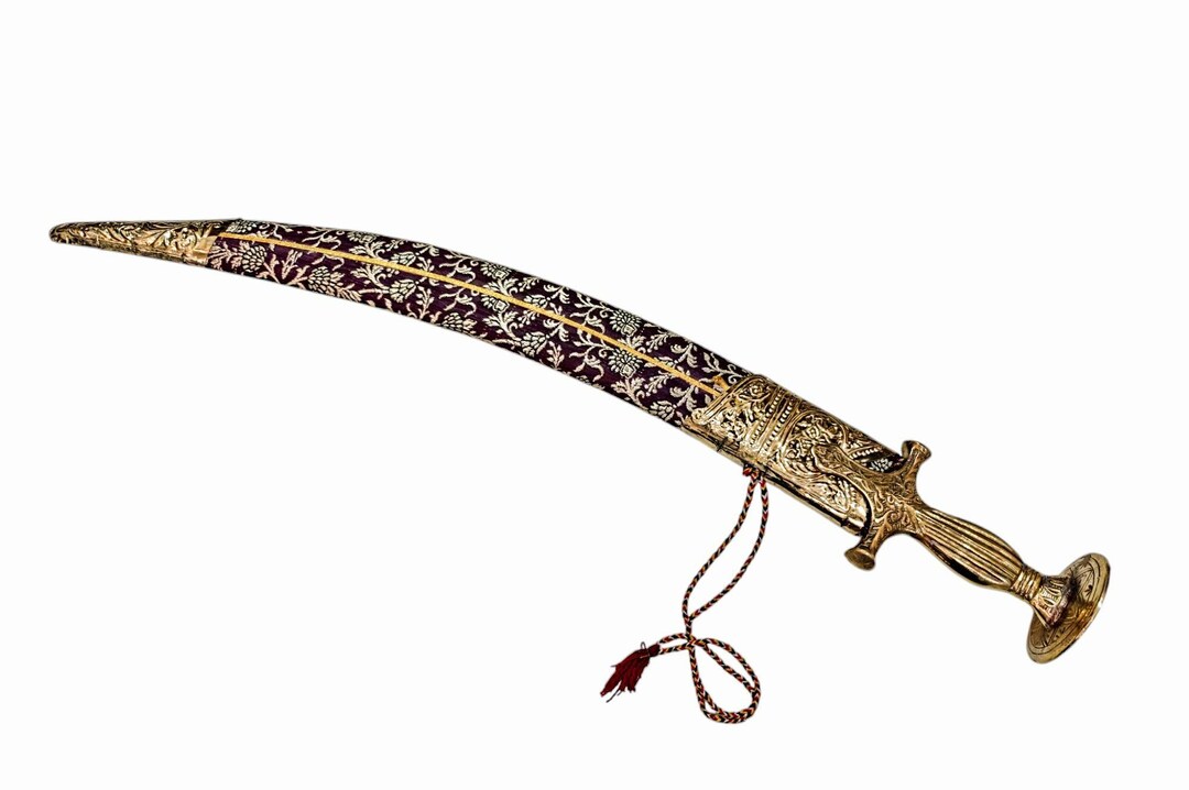 Indian Wedding Sword Talwar Short Sword 24 Inches Length Maroon Print ...