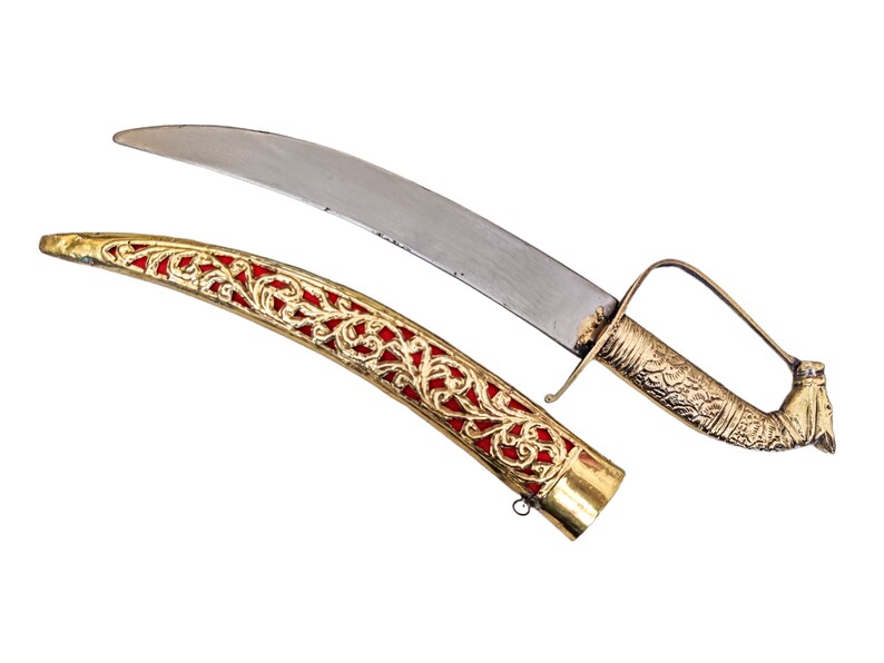Golden Look Handcrafted Indian Sikh Wedding Kirpan Brass Scabbard 13 ...