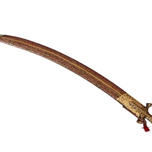 Indian Sikh Wedding Sword/kirpan With Sheath Maroon Fabric Golden Look ...