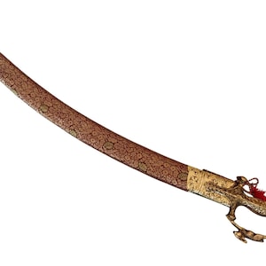 Indian Sikh Wedding Sword/kirpan With Sheath Maroon Fabric Golden Look ...