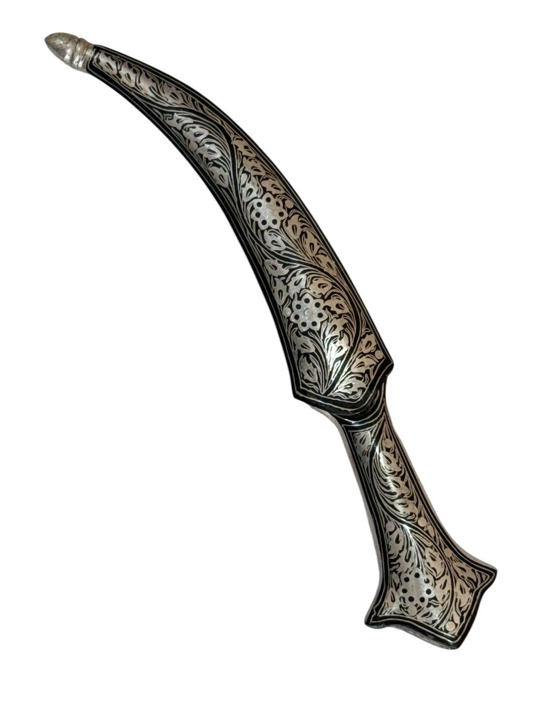 Indopersian Mughal Damascus Silver Koftgari Worked Small Sikh Kripan ...