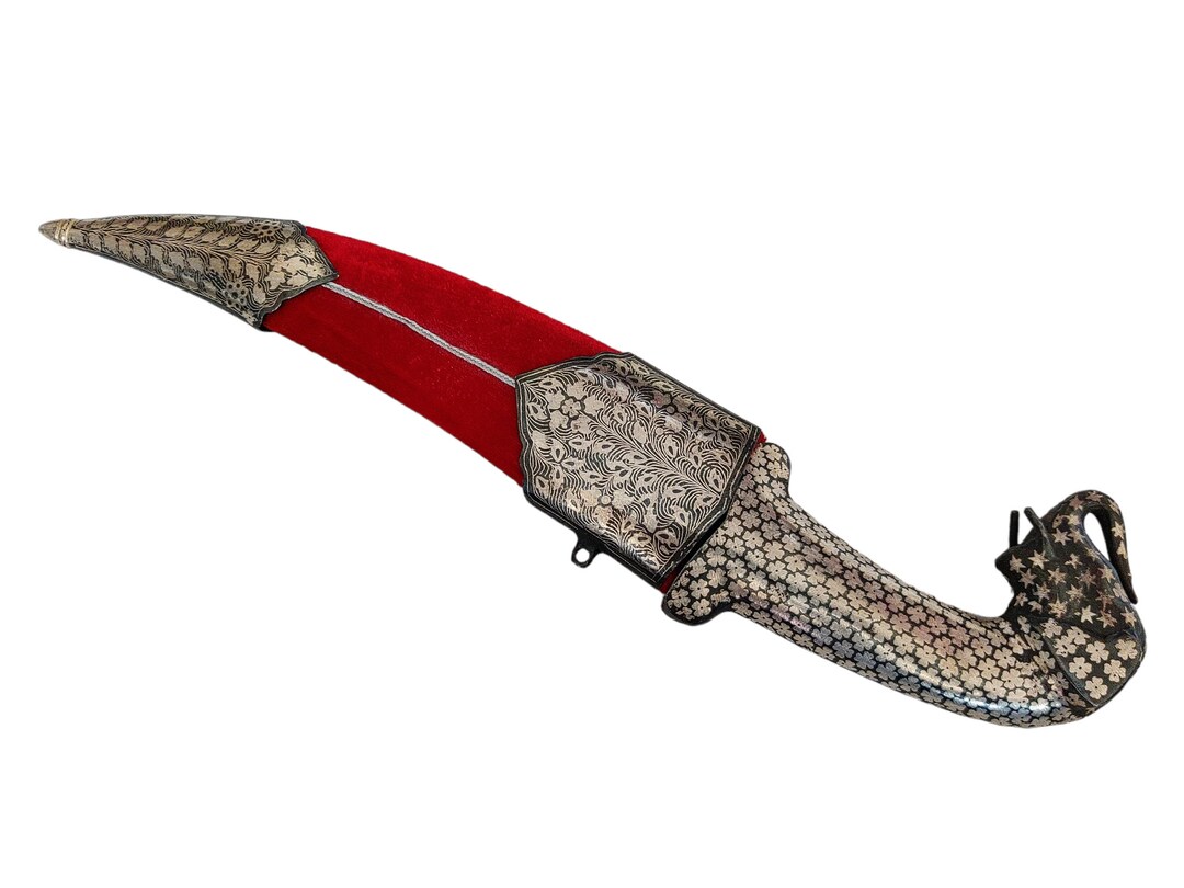 Indian Wedding Kirpan With Damascus Blade and Silver Koftgari - Etsy