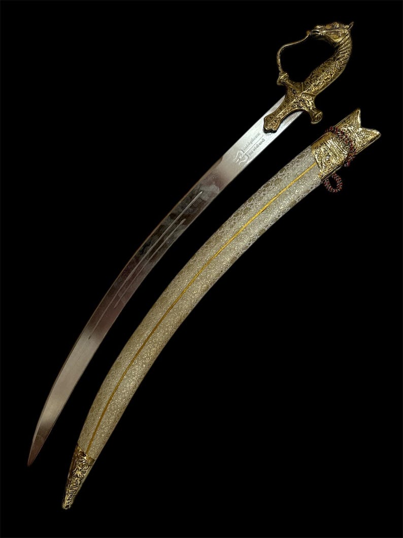 Indian Sikh Wedding Sword/kirpan With Sheath off White Sherwani Fabric ...