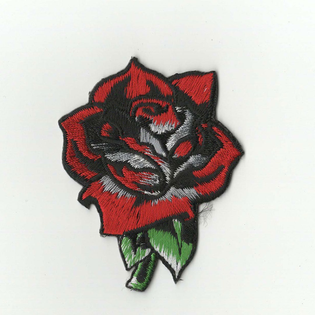 Red Rose Embroidered Iron on Patch - Etsy