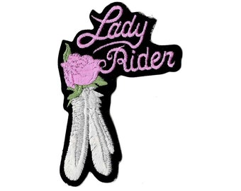 Lady Biker Flower Embroidered Iron on Motorcycle Patch - Etsy
