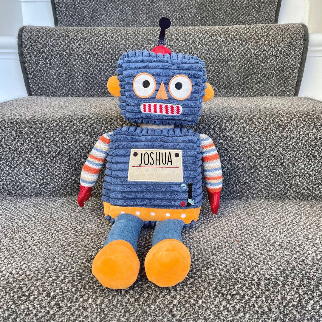 Personalised Large Soft Toy Robot, New Baby Gift, Kids Birthday Gift ...