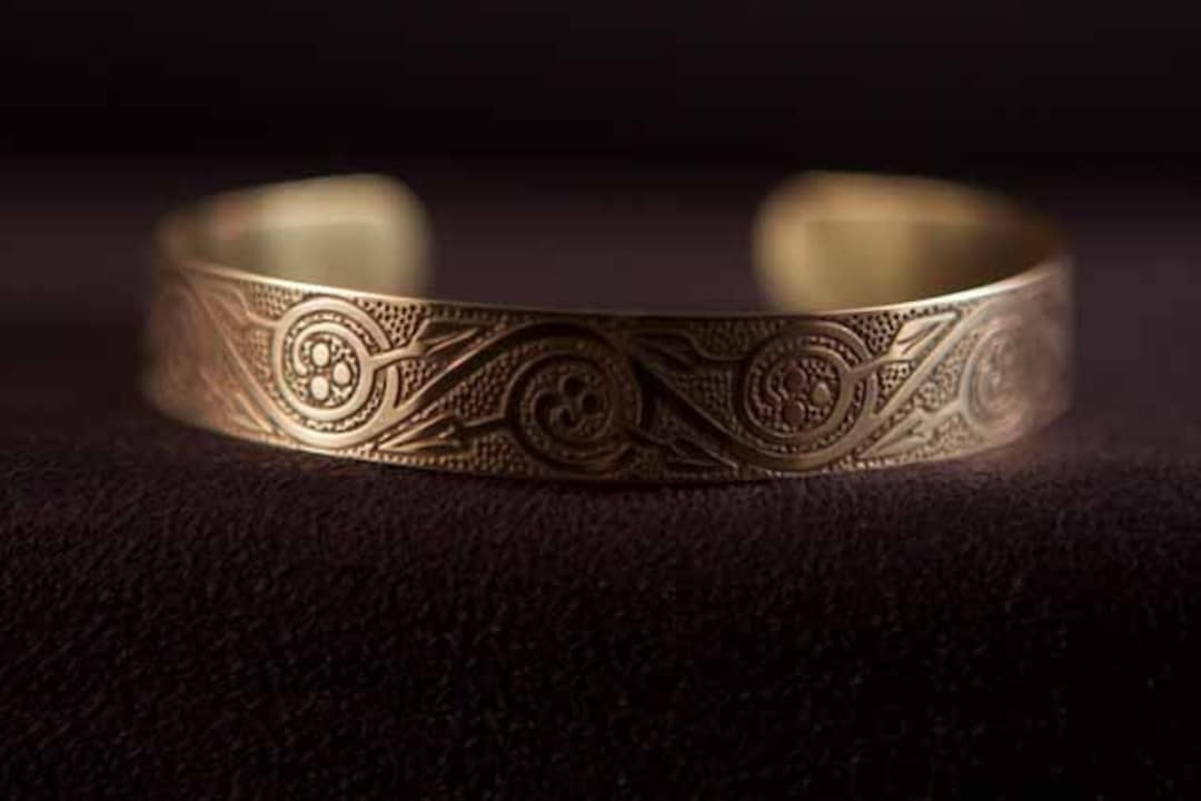 Celtic Art Cuff. Pictish Floral Spiral Design, Etched in Brass ...