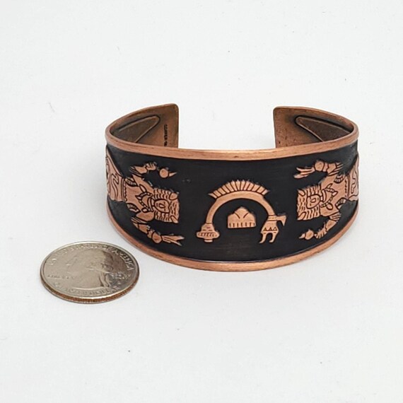 Vintage Mayan Aztec Copper Cuff Bell Trading Post Sou… - Gem