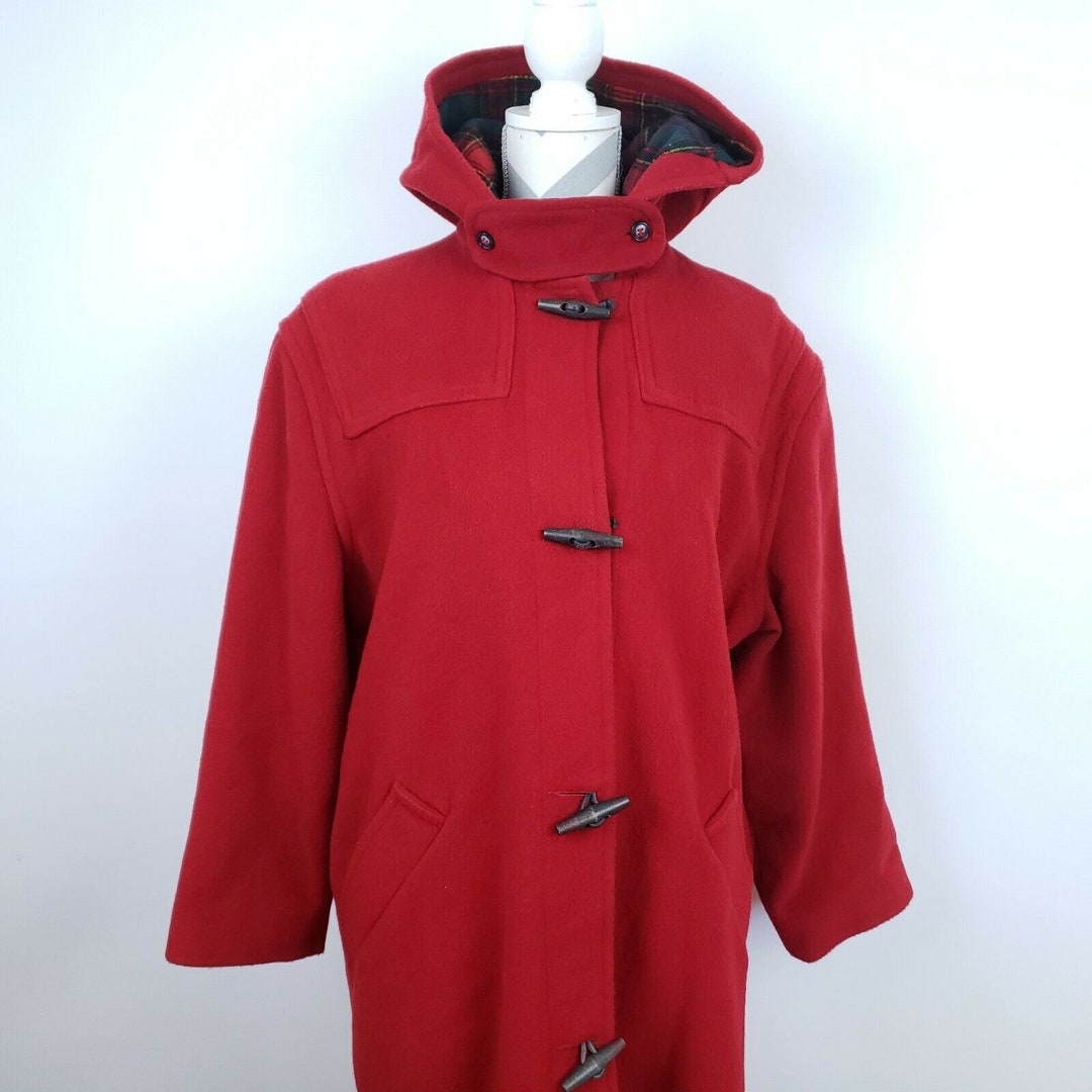 Ll Bean Wool Duffel Hooded Stadium Coat Womens Size 6 Toggle Close