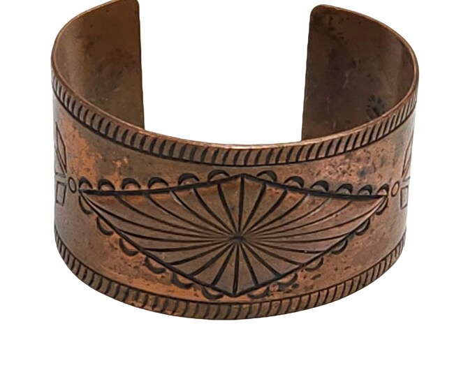 Vintage Bell Trading Post Copper Cuff Bracelet Southwest Diamond Design ...