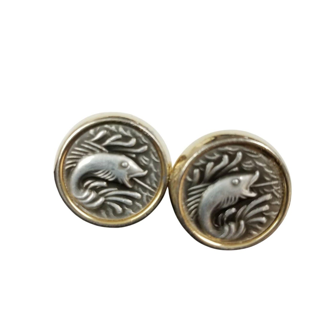 Vintage Anson Fish Cufflinks 1950s Gold Silver Tone MCM Marine ...