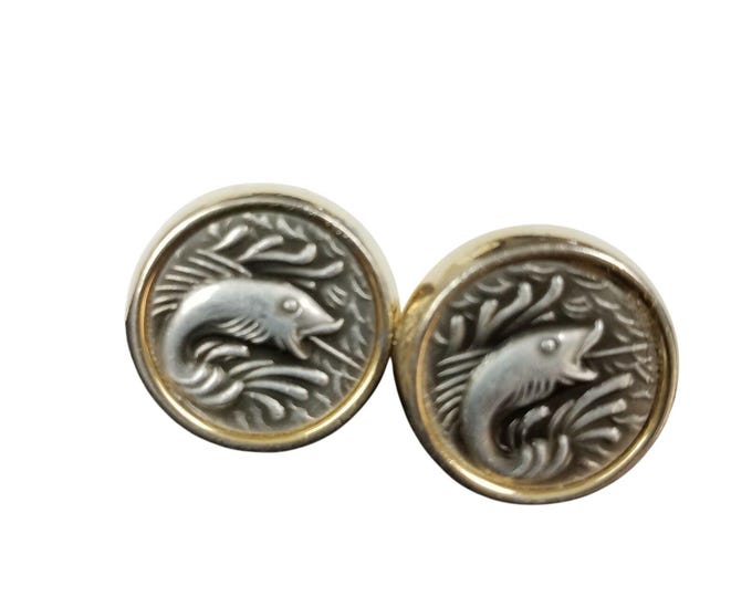 Vintage Anson Fish Cufflinks 1950s Gold Silver Tone MCM Marine ...