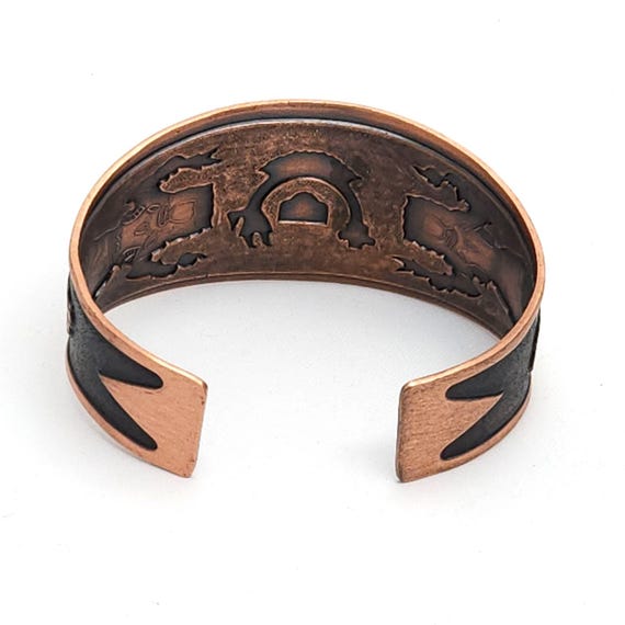Vintage Mayan Aztec Copper Cuff Bell Trading Post Sou… - Gem