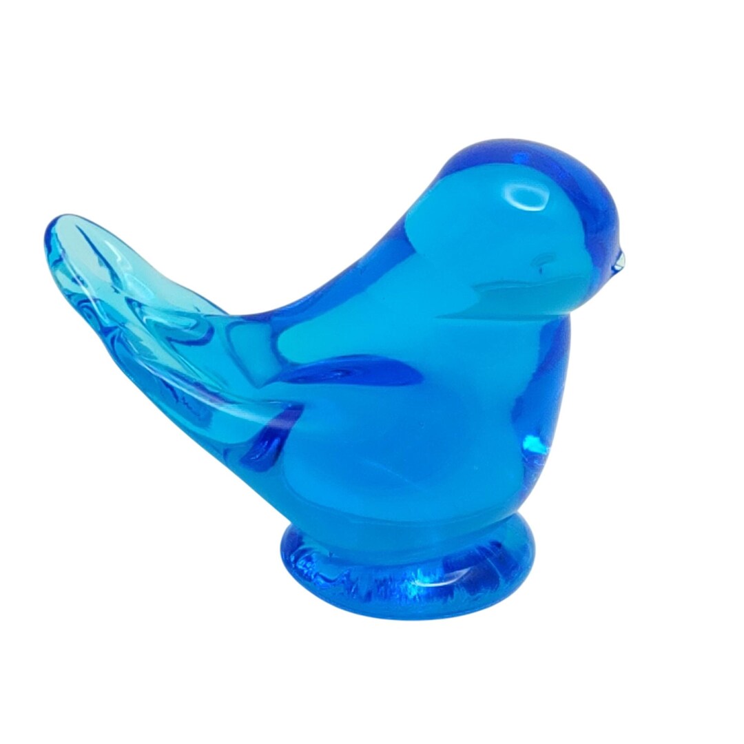 Vintage 1994 Leo Ward Blue Bird of Happiness Glass Figurine Collectible ...