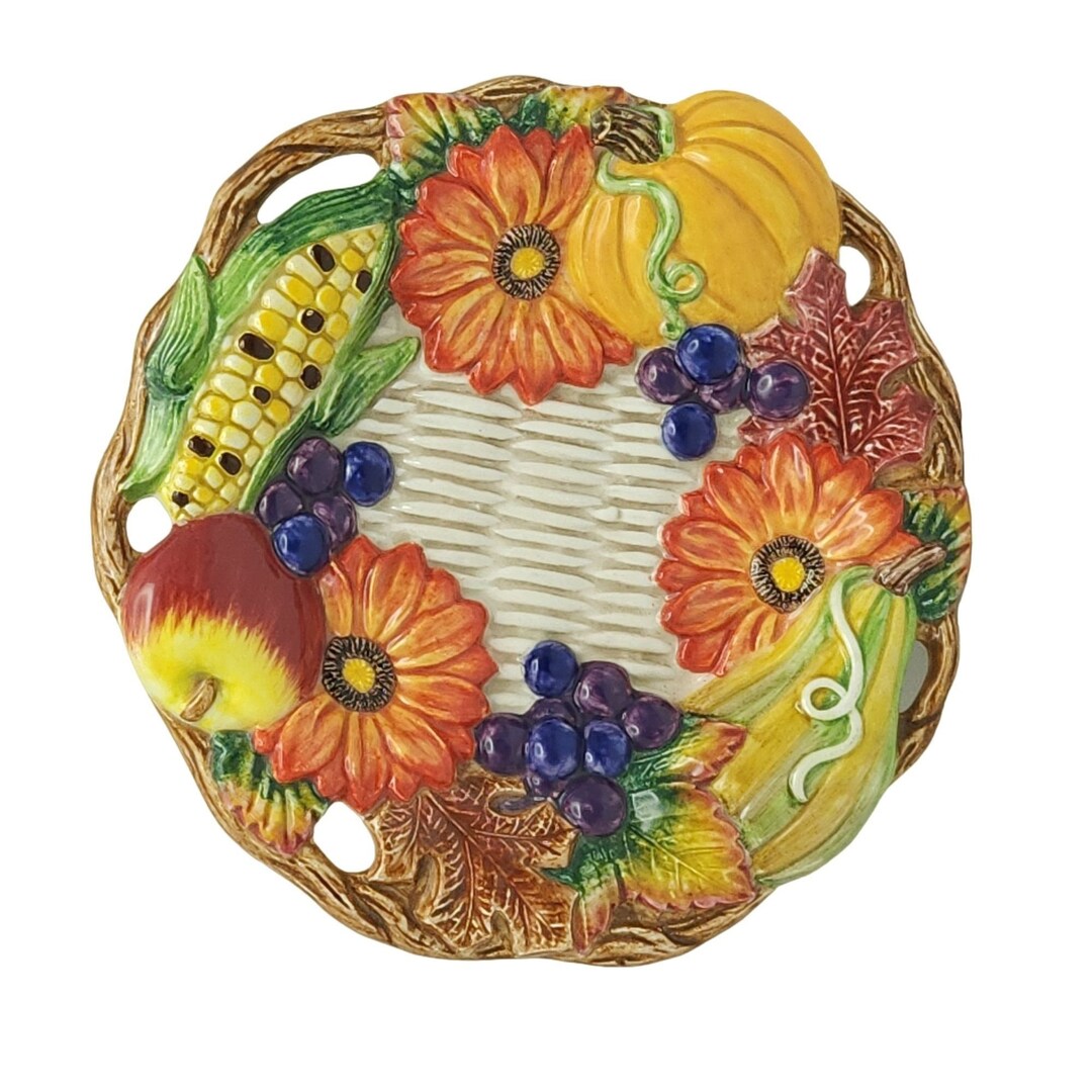 Vintage Fitz and Floyd Fall Plate Retired Autumn Bounty Pattern ...