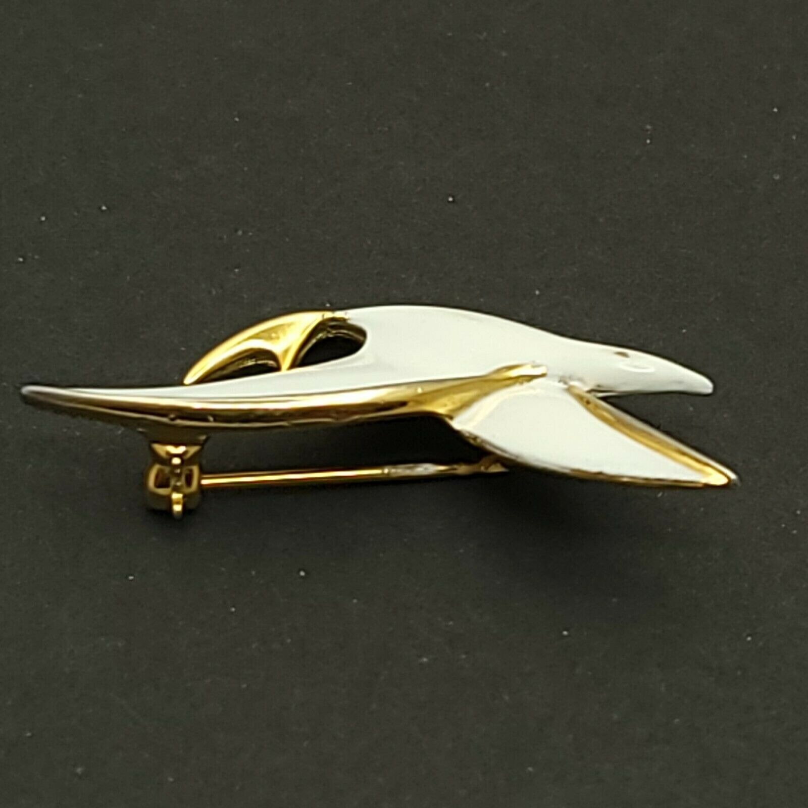 Vintage Direction One White Enamel Bird Brooch Dove Pin Gold Tone ...