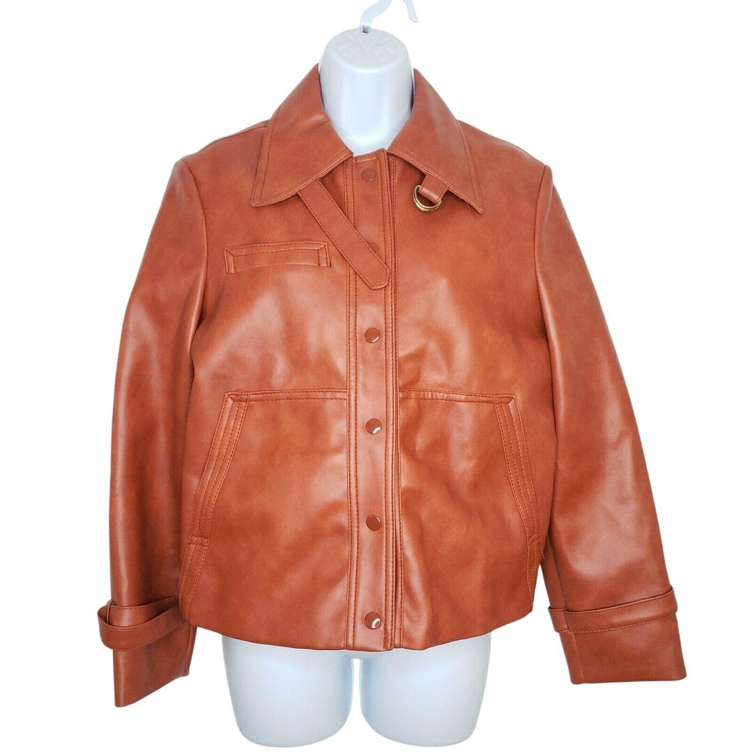 Vintage Kmart Faux Leather Jacket Women’s Large Brown Vegan Lined Coat ...