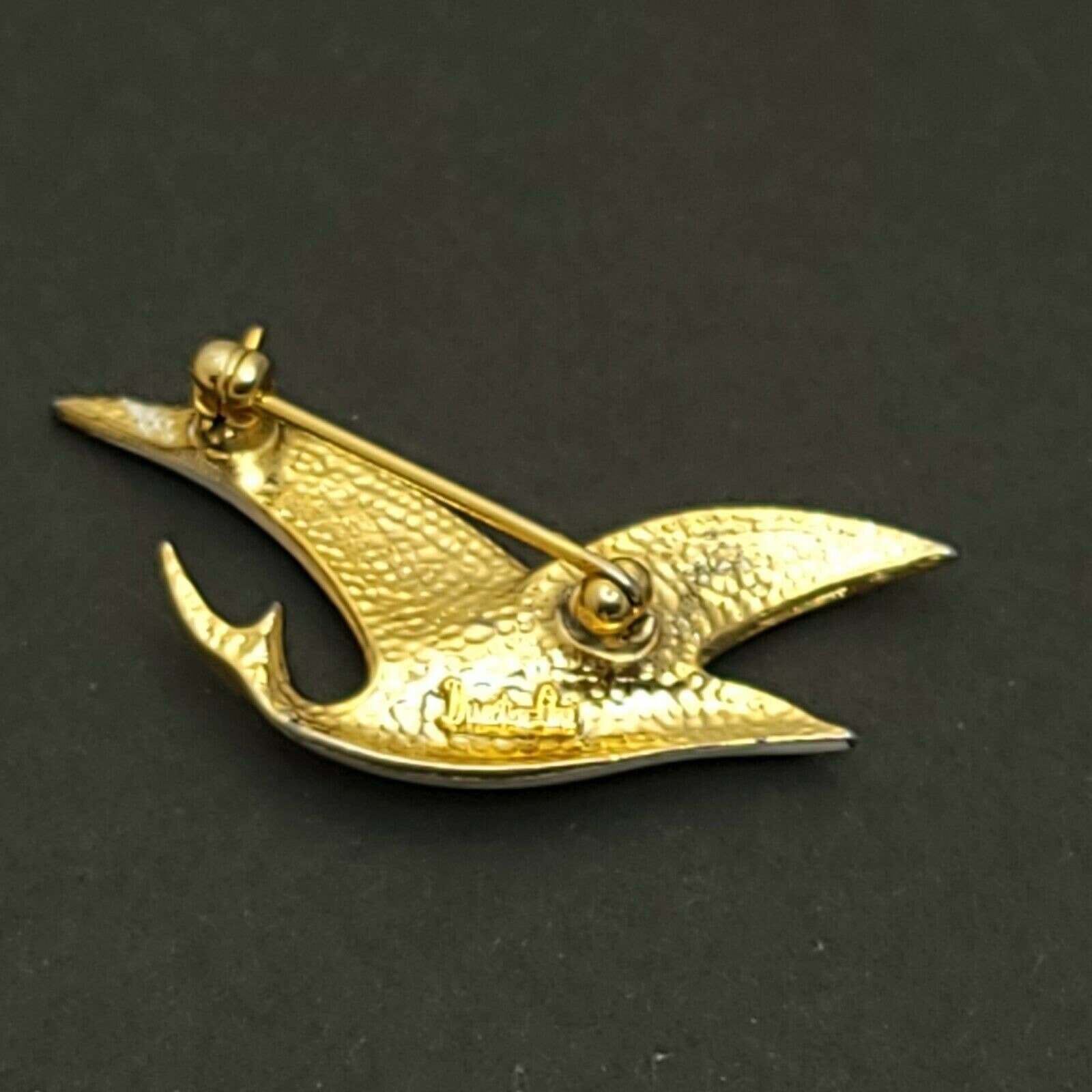 Vintage Direction One White Enamel Bird Brooch Dove Pin Gold Tone ...