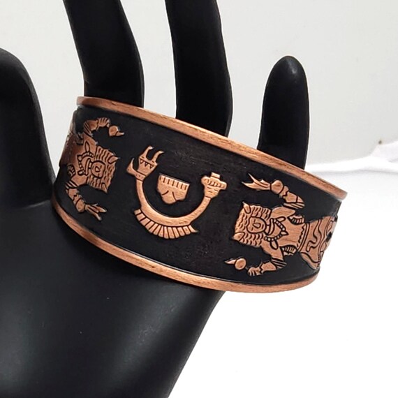 Vintage Mayan Aztec Copper Cuff Bell Trading Post Sou… - Gem