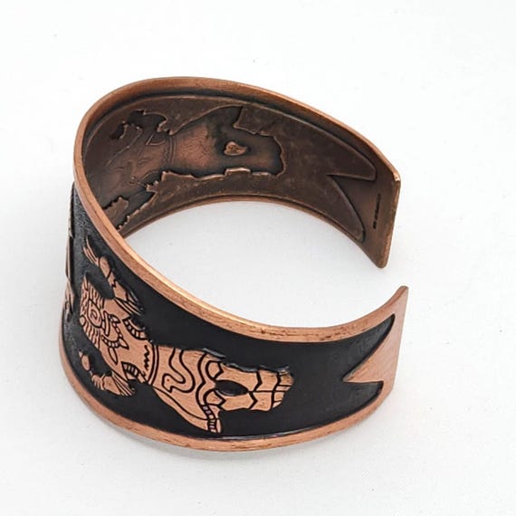 Vintage Mayan Aztec Copper Cuff Bell Trading Post Sou… - Gem