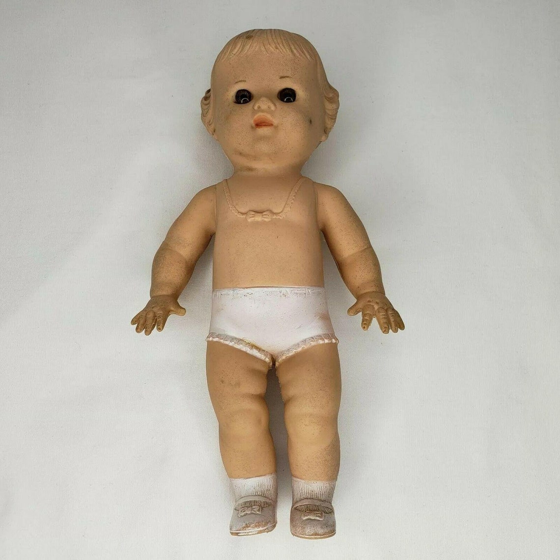 Tod L Dee Squeaker Doll Brown Eyes Baby Girl Vintage Sun Rubber Company ...