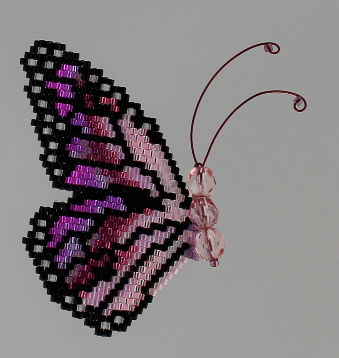 Bead Kit for Pink Ombre Monarch Butterfly (includes Pattern/tutorial ...