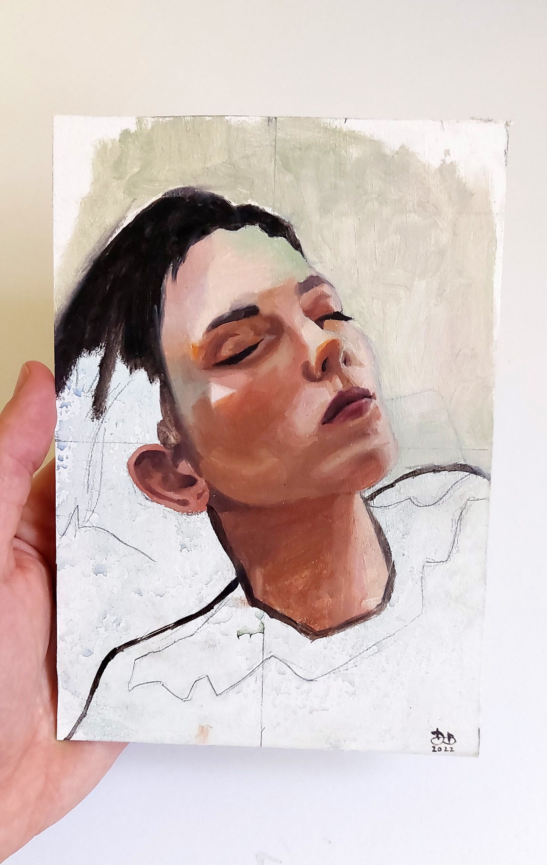 Mini Portrait Painting - Oil Painting on Artist Board - Original - Etsy