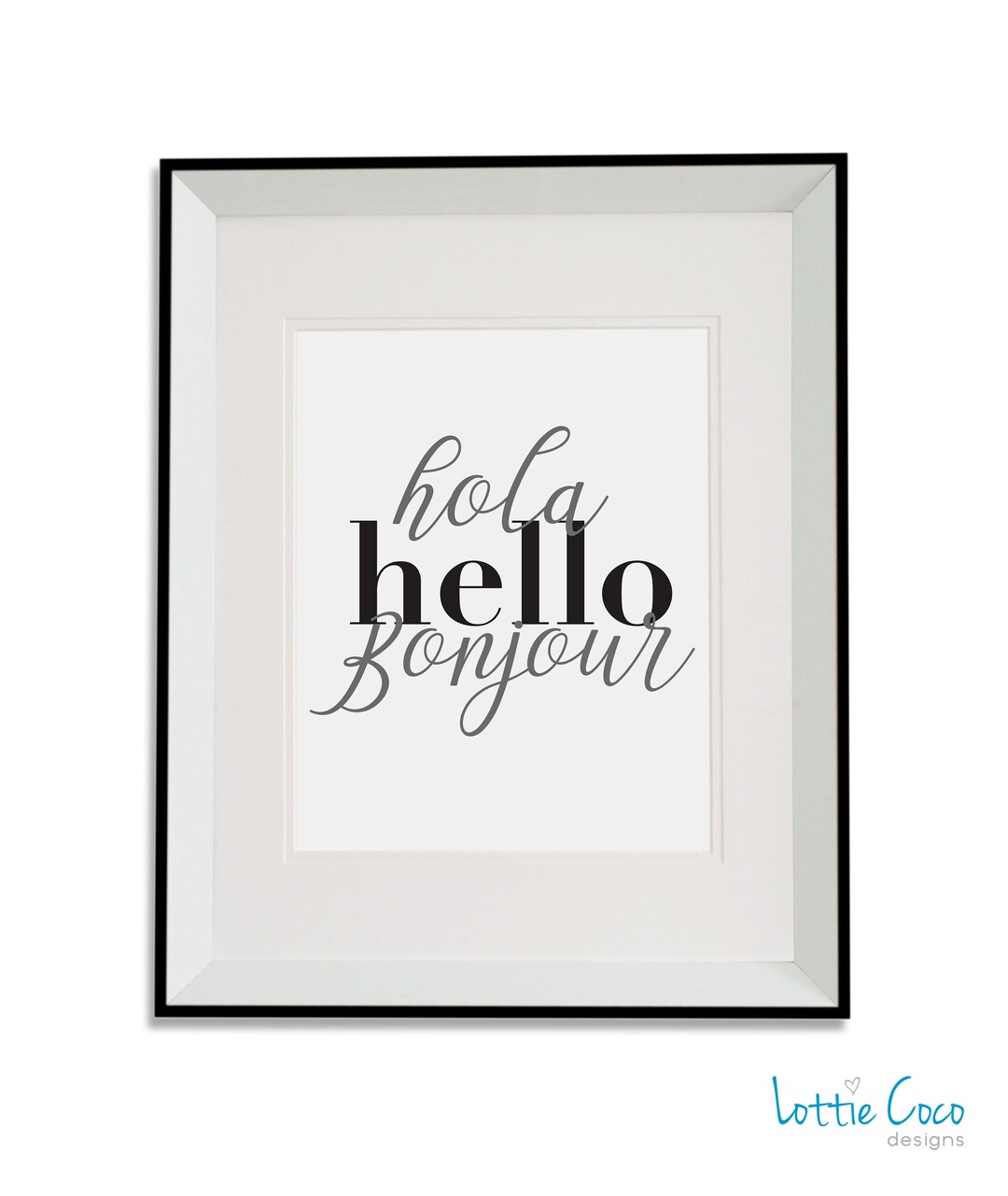 Hello Hola Bonjour Welcome Sign Print House Warming Gift Spain Spanish ...