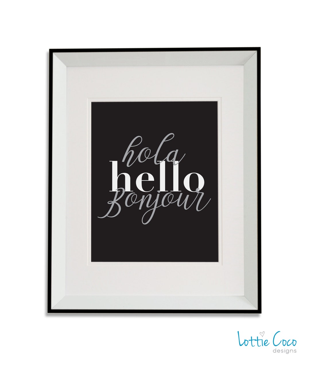 Hello Hola Bonjour Welcome Sign Print House Warming Entryway - Etsy