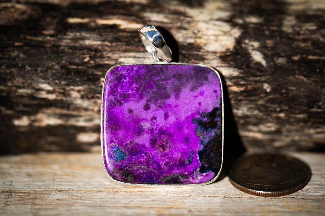 Sterling Silver Sugilite Pendant: Natural Purple Gemstone - Etsy