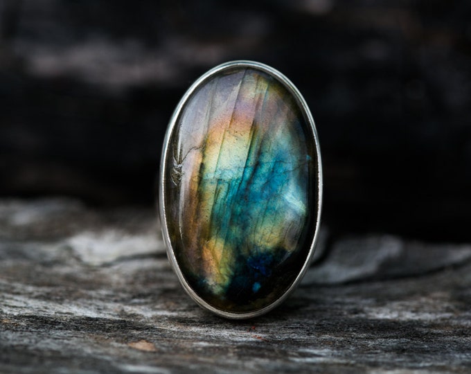 Labradorite Ring Size 9 Multicolor Firey Labradorite Ring - Etsy