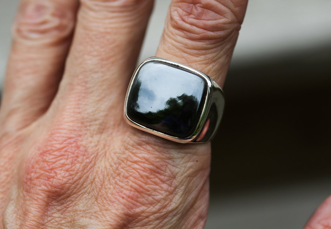 Hematite Ring Size 8 12 Large Hematite Ring in Sterling Silver Size ...