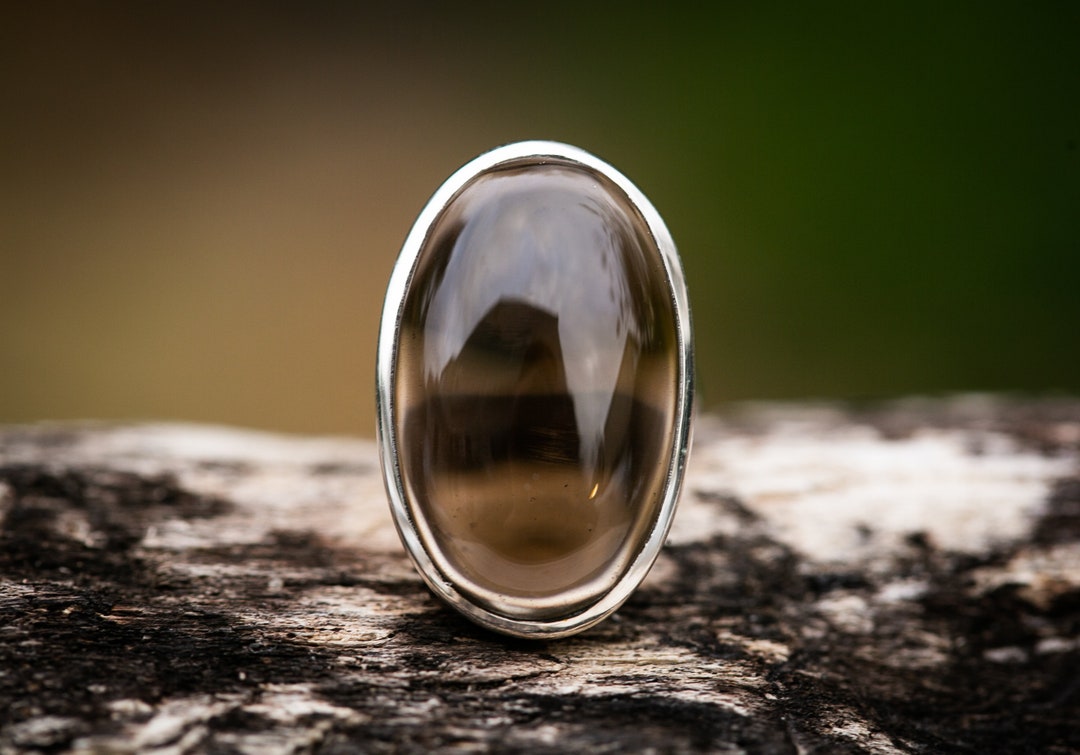 Smoky Quartz Cabochon Ring: Sterling Silver, Size 5 - Etsy