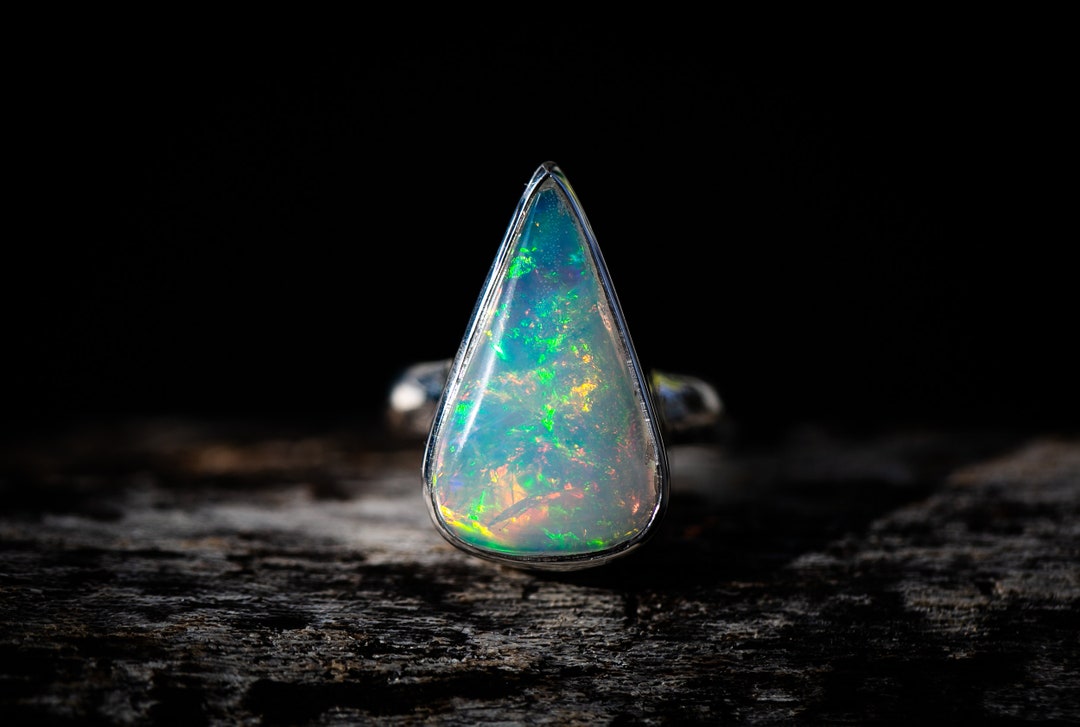 Ethiopian Opal Ring: Firey Sterling Silver Ring, Size 9 - Etsy