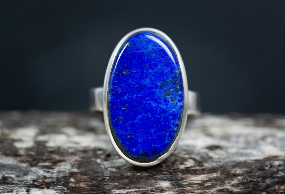 Lapis Ring 8 Stunning Large Lapis Lazuli Ring With Pyrite Specs Size 8 ...