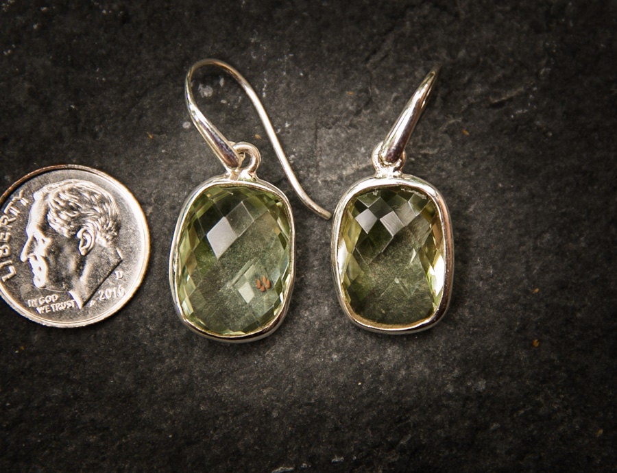 Prasiolite Dangle Earrings: Green Amethyst Sterling Silver - Etsy