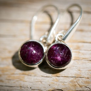 Star Ruby Earrings - Star Ruby 8mm Dangle Earrings - Star Ruby Earrings - Star Ruby - Ruby ...
