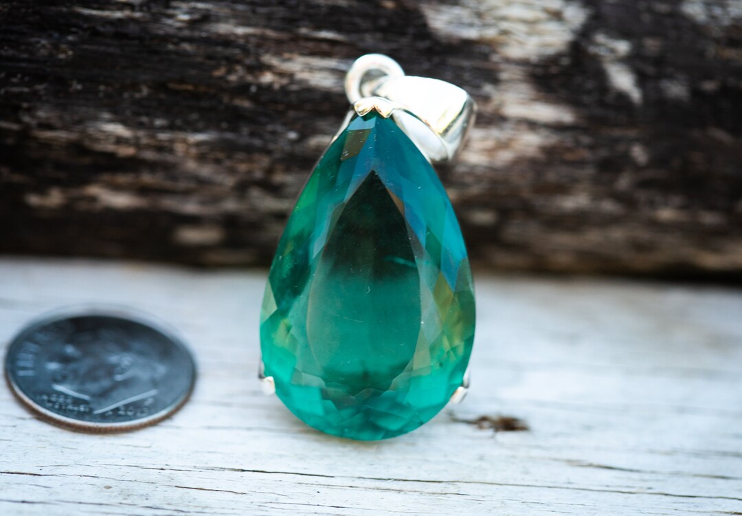 Fluorite Pendant Natural Blue Green Fluorite Necklace Blue Green ...
