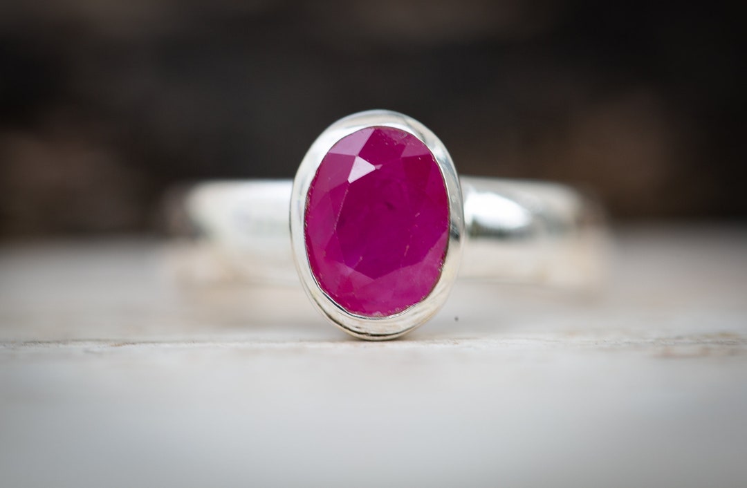 Ruby Ring Size 5-8 - Gorgeous Ruby Sterling Silver Ring - Faceted Red Ruby - Ruby Jewelry - Oval ...